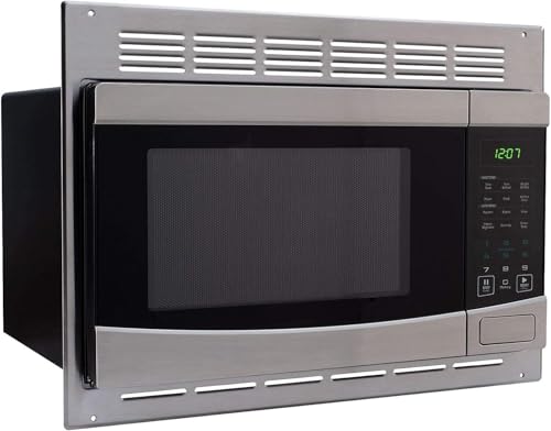 RV Stainless Steel Microwave Oven with Turntable - 1.0 Cu. Ft. Capacity | Includes Trim Kit for Easy Installation & Stylish Finish