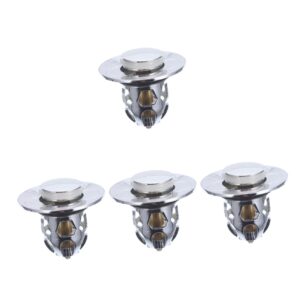 ukcoco 4pcs press the spring core stainless strainer universal sink stopper filter for sink stainless steel strainer stainer steel strainer plastic drain copper water head anti-clogging