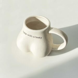 Butt Funny Coffee Mug for Women, Cute Novelty Gifts Butt Shaped 3d Cup, Cute Mugs for Women Booty Mug, Female Body Mug Vase, Nice Butt Cute Mugs Gift, Funny Mugs for Friends 12oz (Cream)