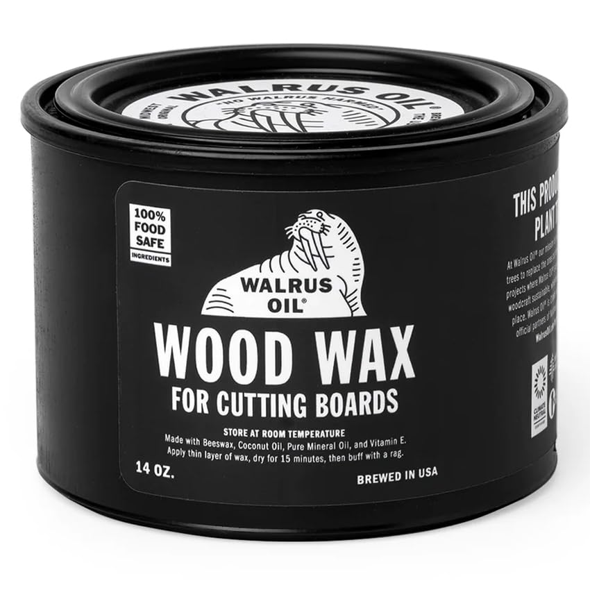 Walrus Oil - Wood Wax, 14 oz Jar, FDA Food-Contact Safe, Cutting Board Wax and Board Cream