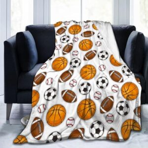 basketball soccer football baseball ball throw blanket soft bed bedding warm cozy plush flannel fleece blankets gifts for kids boys teens, sofa couch bedroom home decor, 50"x40"