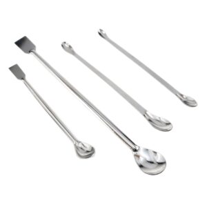 meuey lyot 1set stainless steel micro sampling spoons spatula combination reagent spoons laboratory supplies (pack of 4)