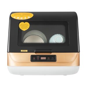 hinliada portable dishwasher countertop, mini dishwasher with 3 washing programs, 1200w adjustable water temperature 65℃ dishwasher machine deep cleaning air drying for dorm, rv& apartment, gold