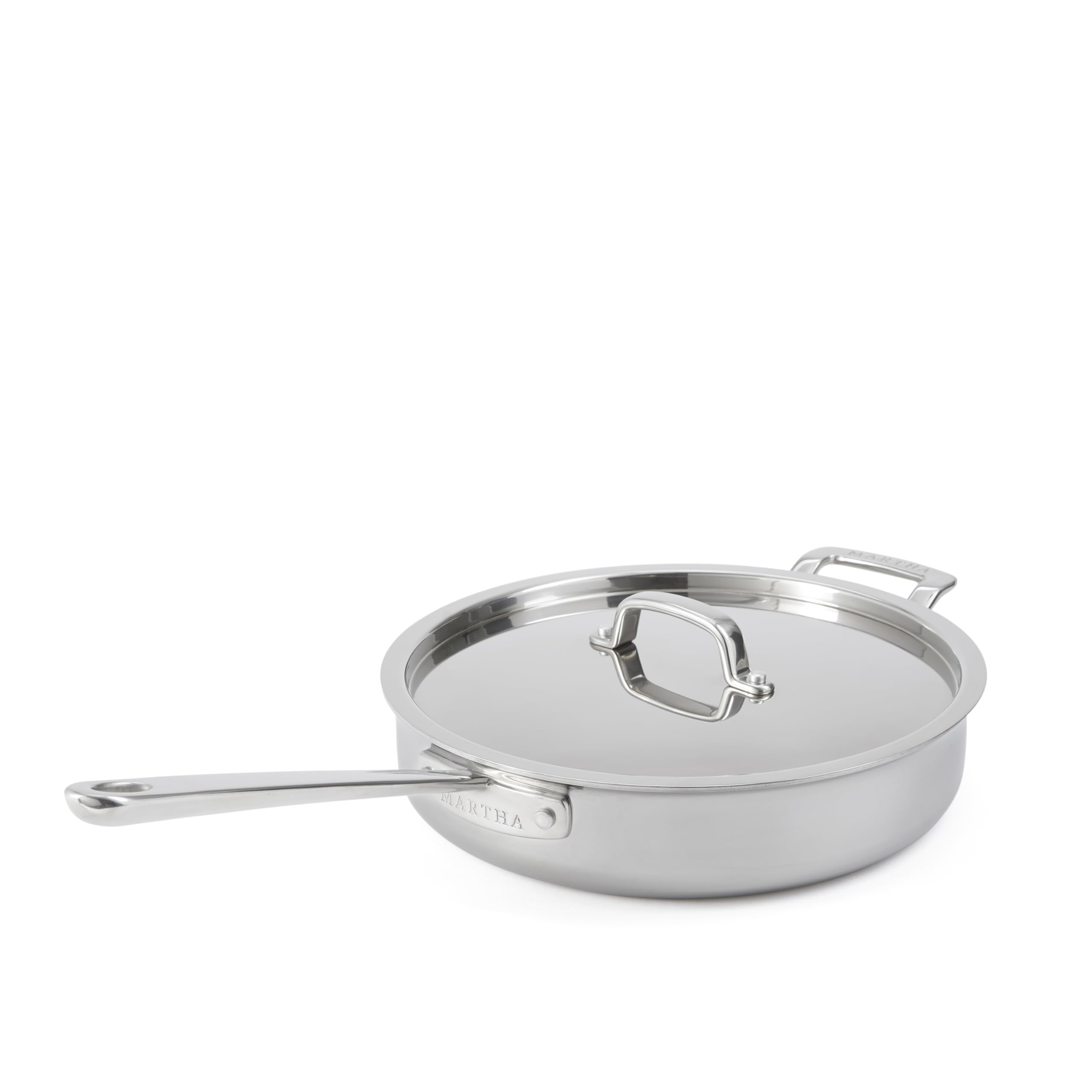 Martha Stewart Martha 3.5-Quart Straight Sided Triply Stainless Steel Saute Pan w/Lid