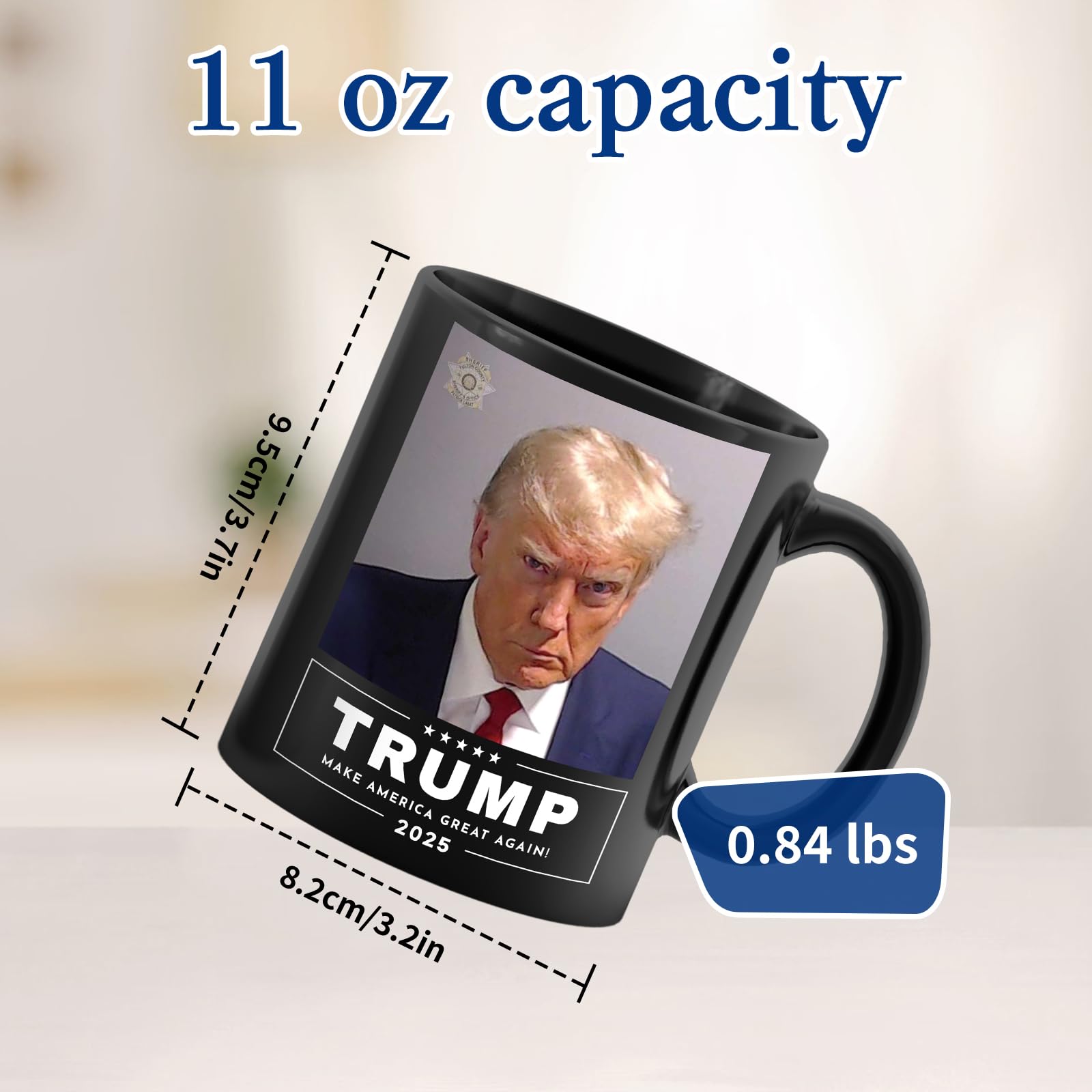 2025 Trump Mug, Black Double Sided Printing Trump Coffee Mugs with Handle for Home Office Daily Drink, Trump Coffee Cup for Brother Father Family Friends