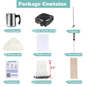 Soy Wax Candle Making Kit Supplies With Wax Melter, Natural Candle Wax For Candle Making, DIY Art&Crafts Kit for Adults,Beginner, Including 2lbs Soy Wax Flakes, Electric Stove,Candle Wick,Melting Pot