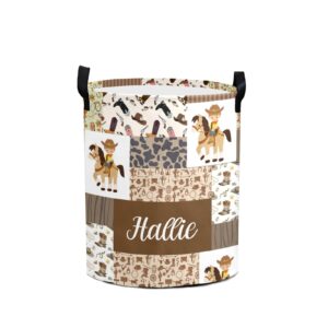 cool cowboy western personalized laundry basket,custom name collapsible waterproof laundry hamper storage bins with handle for clothes,toys nursery