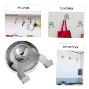 STOBAZA 2pcs Sucker Clothes Hook Metal Shower Suction Cup Hooks Shower Suction Hooks Bathroom Suction Hooks Heavy Duty Hangers Bathroom Organizer Stainless Steel No Punching Wall Hook