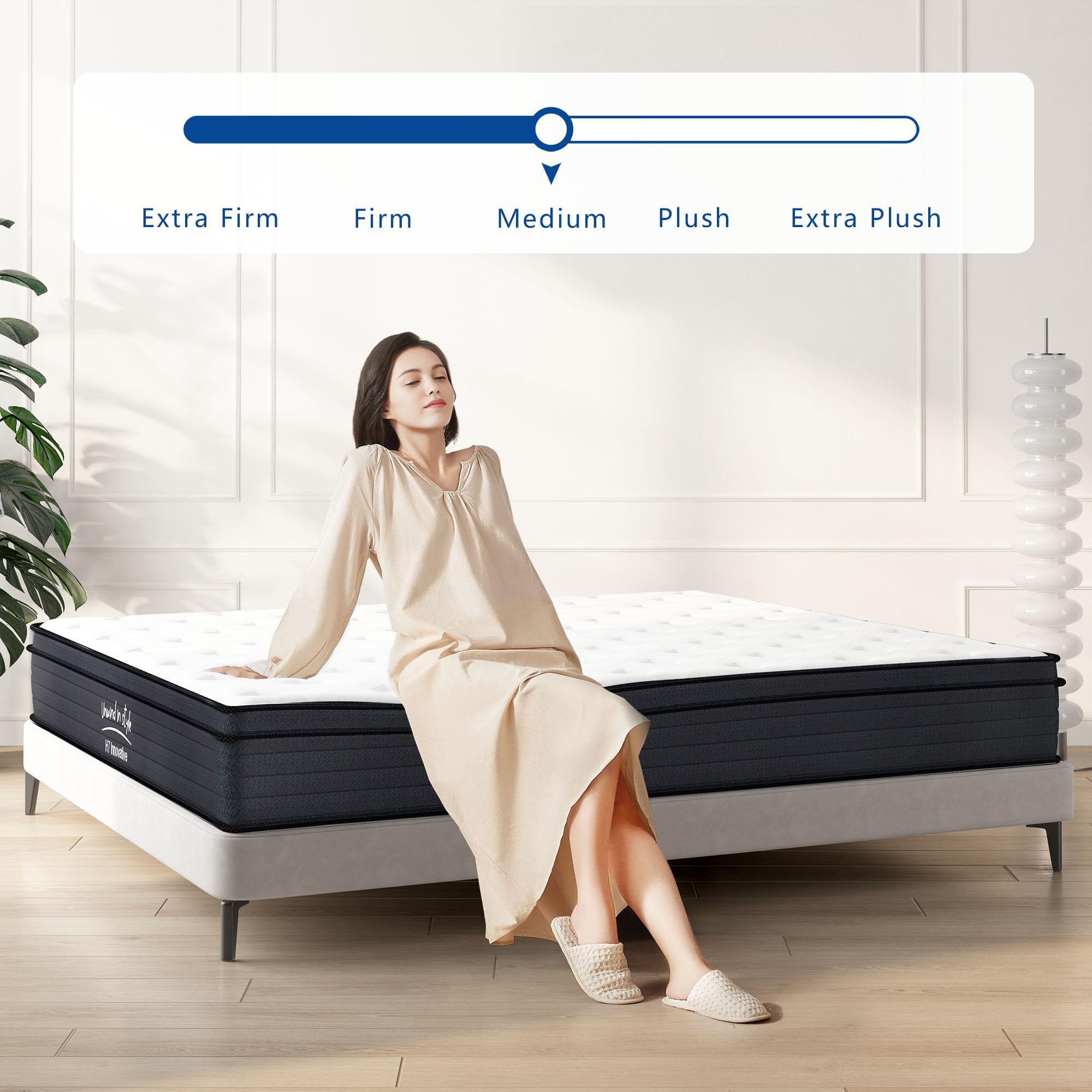 Mattress Full Size,12 Inch Full Mattress in a Box With Gel Memory Foam,Full Mattress Individually Pocketed Innerspring,Medium Firm for Pressure Relief,Back Pain Relief,120 Nights Risk-Free Trial