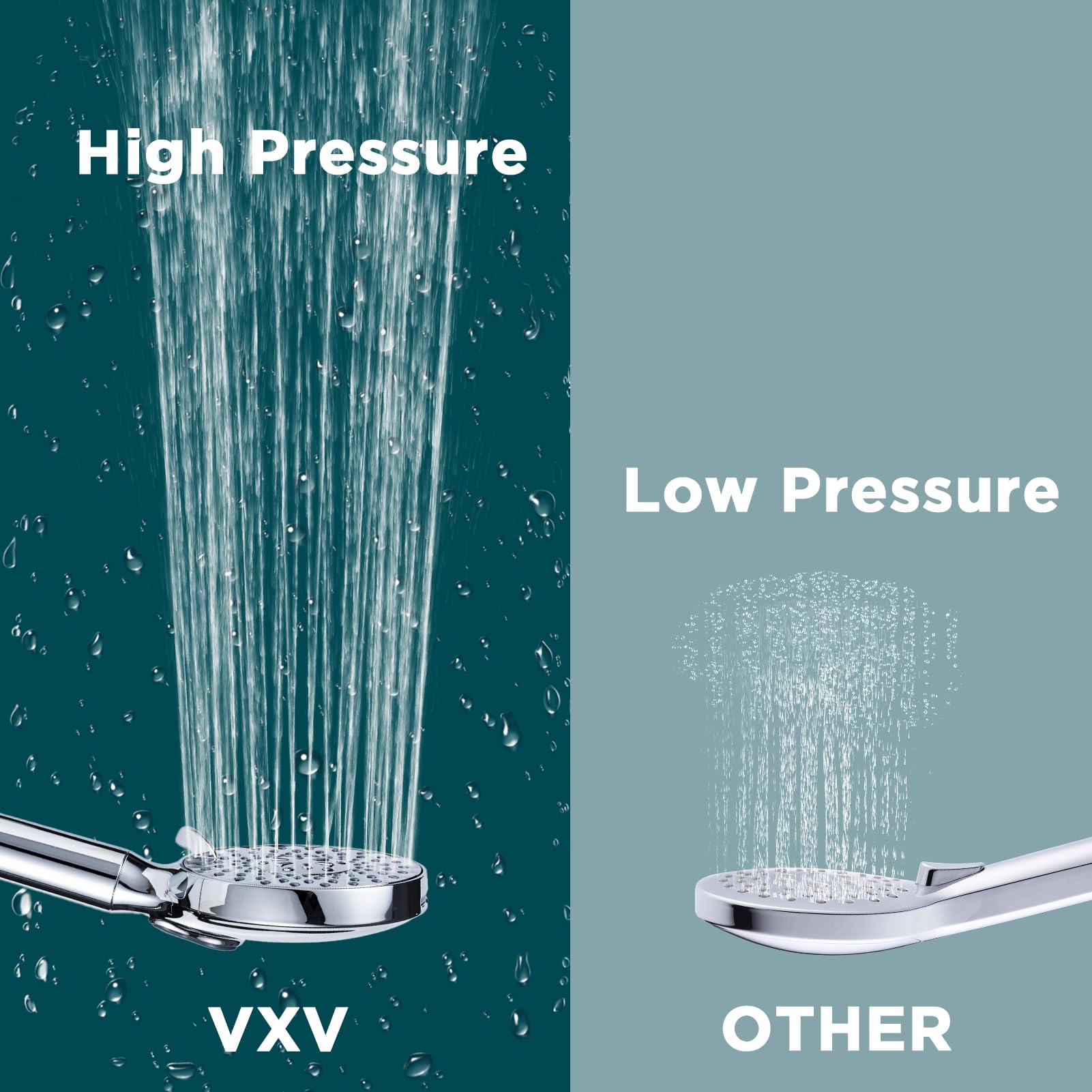 VXV Filtered Shower Head, 9 Modes High Pressure Shower Head with Handheld Remove Chlorine & Hard Water, Showerhead Built-in Spray to Clean Bathroom, with 71" Shower Hose & Shower Bracket, Chrome