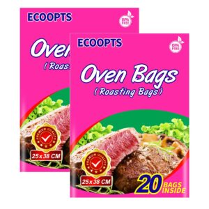 ecoopts oven bags cooking roasting bags 40×small size oven bags for chicken meat ham seafood vegetable (10 x 15 inch 2 pack)