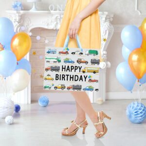 13" Large Car Happy Birthday Gift Bag for Baby Boy Kids with Tissue Paper and Card (Vehicle)