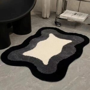 room decor y2k cool rugs aesthetic cloud carpet area rug modern for bedroom living room (1.3'×2.0',black)