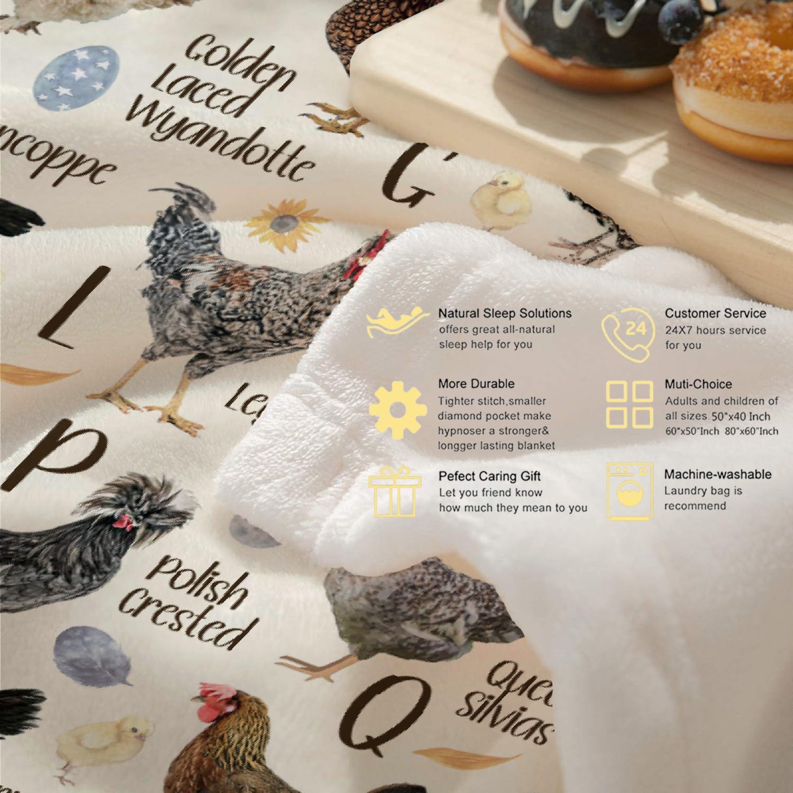 Chicken Alphabet Blanket Gifts Super Soft Lightweight Flannel Blankets Throw for Kids, Adult, Suitable for Couch, Sofa, Bed, Camping, Travel All Seasons 40"x50" for Kid