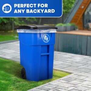 PLASTIC PRINCE 50-Gallon Recycle Rollout Trash Can with Lid, Commercial Heavy-Duty Whelled Outdoor Garbage Can, Blue