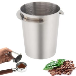 coffee dosing cup 58mm, stainless steel espresso coffee dosing cup espresso coffee machine accessories, coffee powder feeder part coffee grinder powder cup compatible with 58mm portafilter