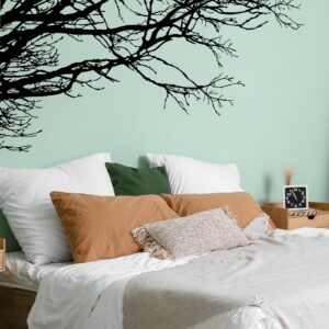 Eersida Large Tree Wall Decal, 6 Sheets Peel and Stick Mural Wallpaper, Tree Style, Black, PVC, Waterproof, Indoor Use, for Home Bedroom Living Room Decor