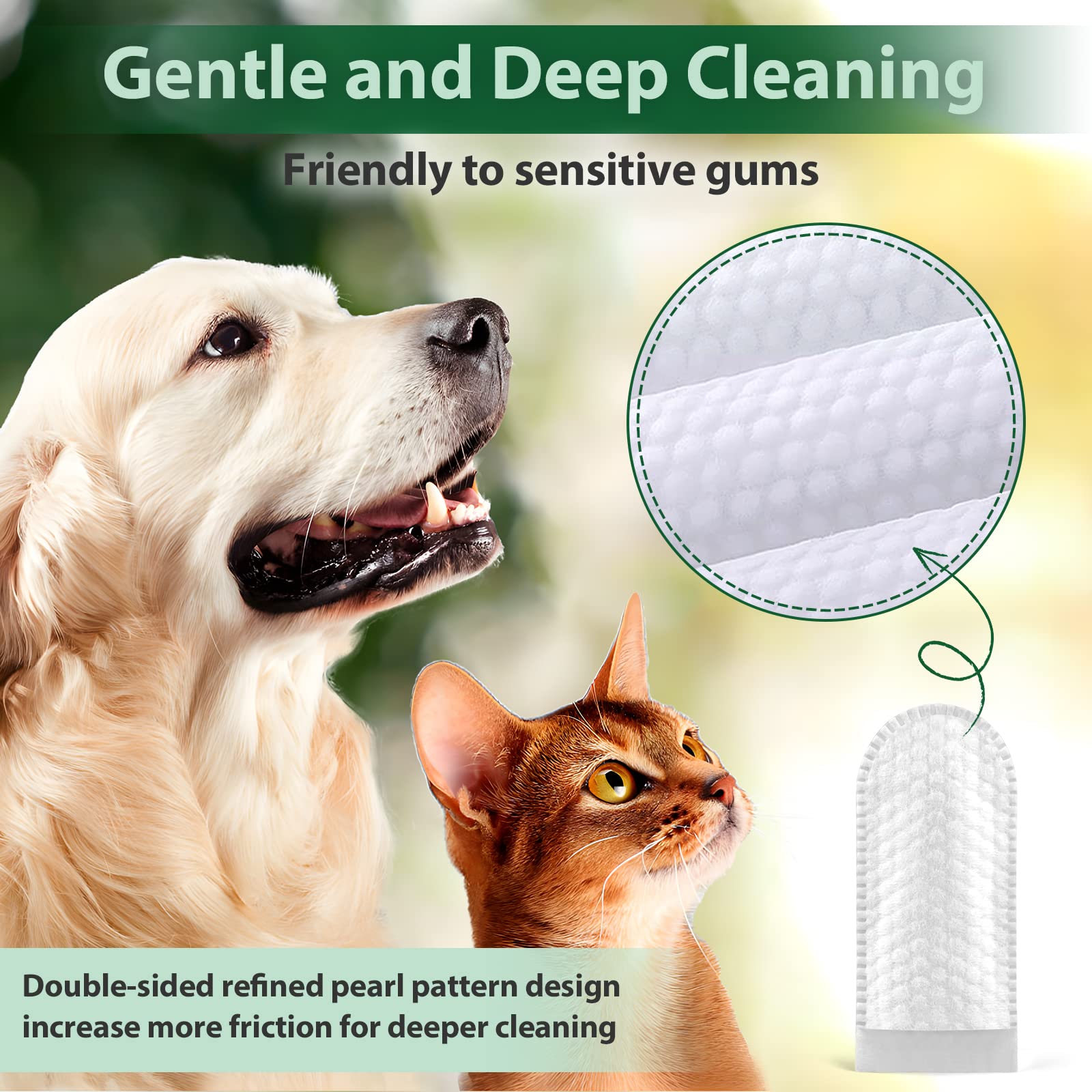 LANBEIDE Teeth Cleaning Wipes for Dogs & Cats 120 Counts, Pet Dental Care Finger Wipes for Reducing Plaque & Tartar, Breath Freshener Dental and Gum Care Finger Pet Wipes, No Hard Toothbrush