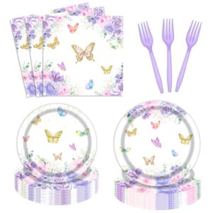 96 pieces butterfly party favors decorations tableware set 24 guests girl baby shower birthday party supplies spring butterfly floral party dessert plates napkin birthday party supplies