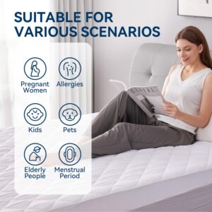 BDEUS Queen Quilted Fitted Mattress Pad, Soft and Breathable Mattress Protector with 180 GSM Down Alternative Fillings, Noiseless Mattress Cover with 6-18" Deep Pocket,Women's Gift Idea.