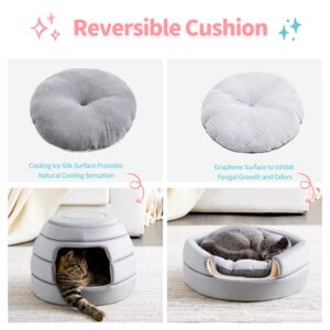 Made4Pets Cat Bed and House, 2-in-1 Foldable Cat Houses for Indoor Cats, Soft Velvet Cat Cave, Removable and Washable Cushion, Cat Condo for All-Season Comfort and Style