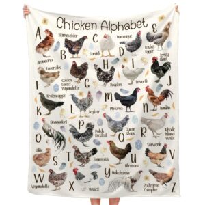 Chicken Alphabet Blanket Gifts Super Soft Lightweight Flannel Blankets Throw for Kids, Adult, Suitable for Couch, Sofa, Bed, Camping, Travel All Seasons 40"x50" for Kid