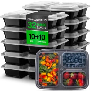 ez prepa - 10 pack bento box meal prep containers - adult bento box & lunch box containers - dishwasher safe lunch containers - bento lunch box & snack containers - meal prep container microwave safe