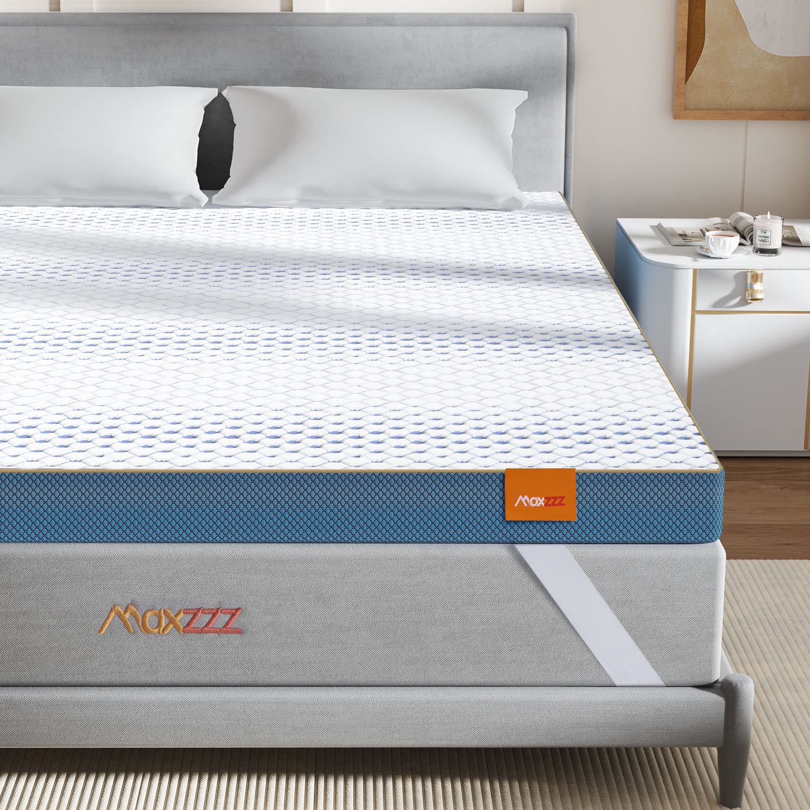 Maxzzz Firm Mattress Topper Queen, 3 Inch Queen Size Memory Foam Mattress Topper, High Density Foam Bed Topper, with Cover, Certipur-Us & Oeko-Tex Certified