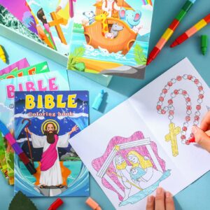 24 Pcs Christian Mini Coloring Books Kids Bible Verse Religious Small Drawing Book for Operation Christmas Child Bulk Sunday School Prizes Christian Party Favors Goodie Bag Activity Gifts Filler