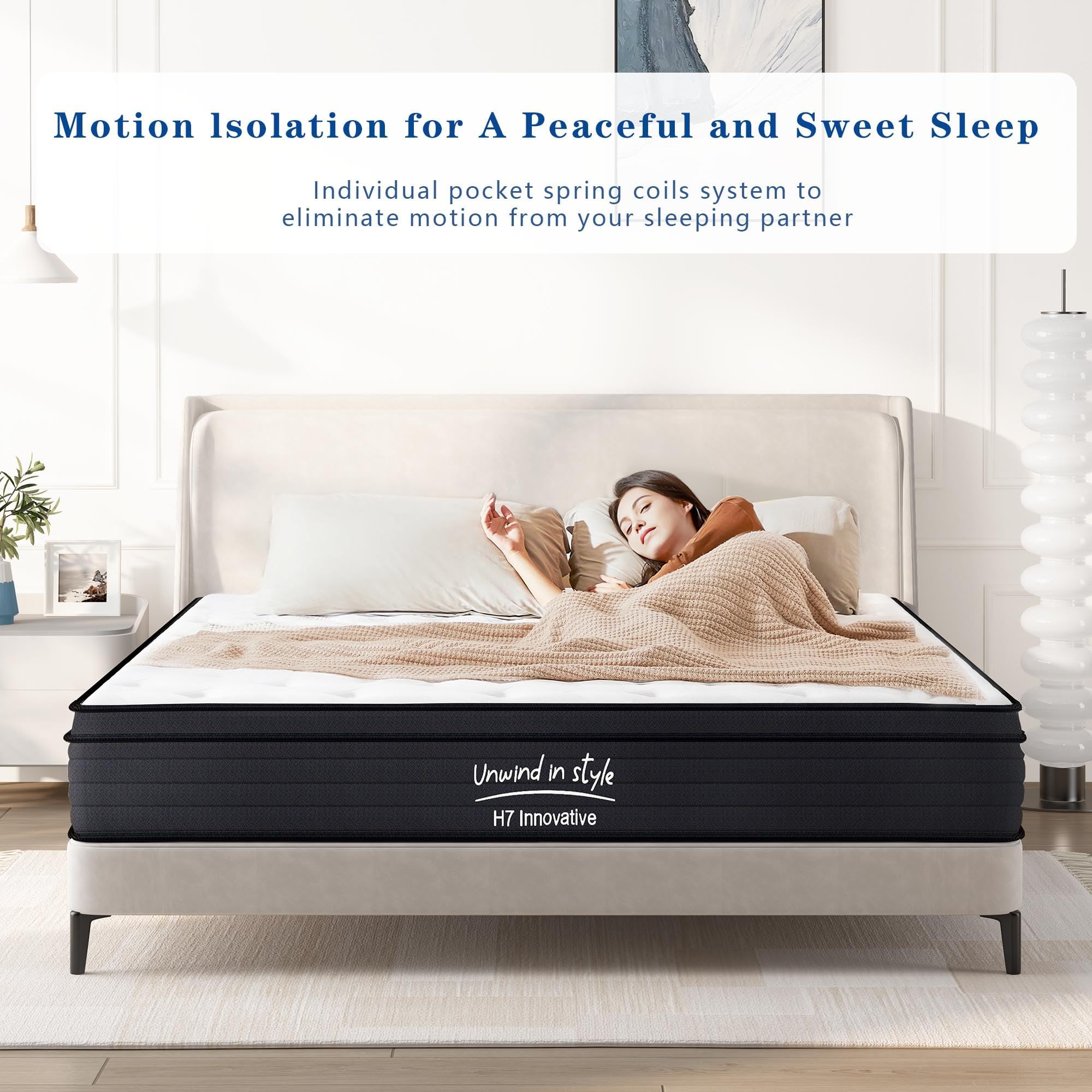 Mattress Full Size,12 Inch Full Mattress in a Box With Gel Memory Foam,Full Mattress Individually Pocketed Innerspring,Medium Firm for Pressure Relief,Back Pain Relief,120 Nights Risk-Free Trial