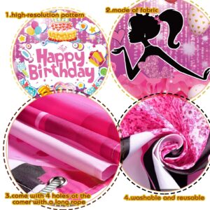 Princess Birthday Party Backdrop Photography Background Pink Party Banner for Girl Birthday Party Baby Shower Cake Table Decorations Happy Birthday Banner,71x45 inch