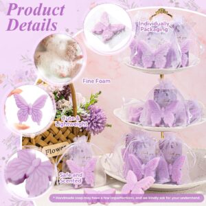 Dunzy 30 Set Butterfly Theme Baby Shower Favors for Guests Butterfly Soap Favors with Thanks You Cards Gift Bags Gender Reveal Baptism Decorations Wedding Bridal Party Favor (Purple)