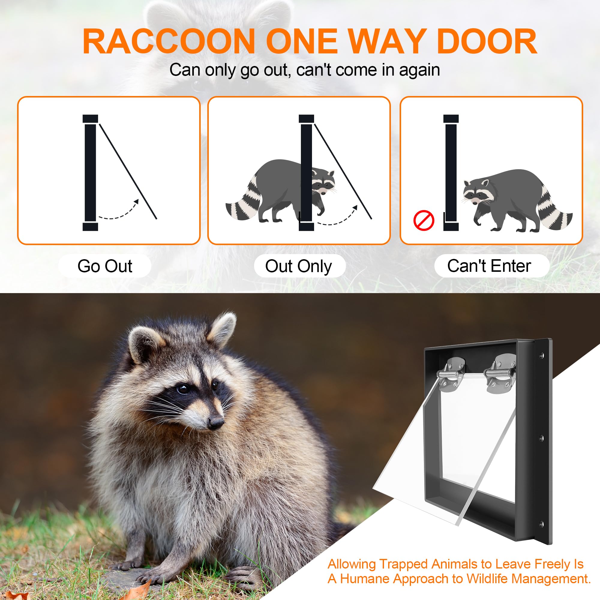 Artowell Raccoon One Way Eviction Door - The Raccoon Trap Contactless Excluder, Raccoon Repellent Perfect for Outdoor Spaces Like Attics, Chimneys & Under Decks. Fast Results, Easy DIY Installation