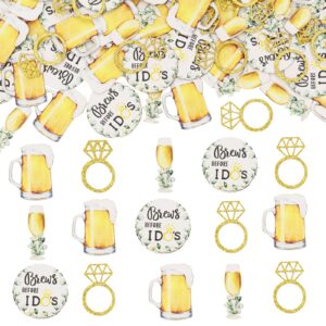 200 pieces brews before i dos confetti, bubbles and brews bridal shower decorations with gold glitter diamond ring confetti, bubbly bachelorette engagement party supplies