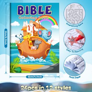 24 Pcs Christian Mini Coloring Books Kids Bible Verse Religious Small Drawing Book for Operation Christmas Child Bulk Sunday School Prizes Christian Party Favors Goodie Bag Activity Gifts Filler