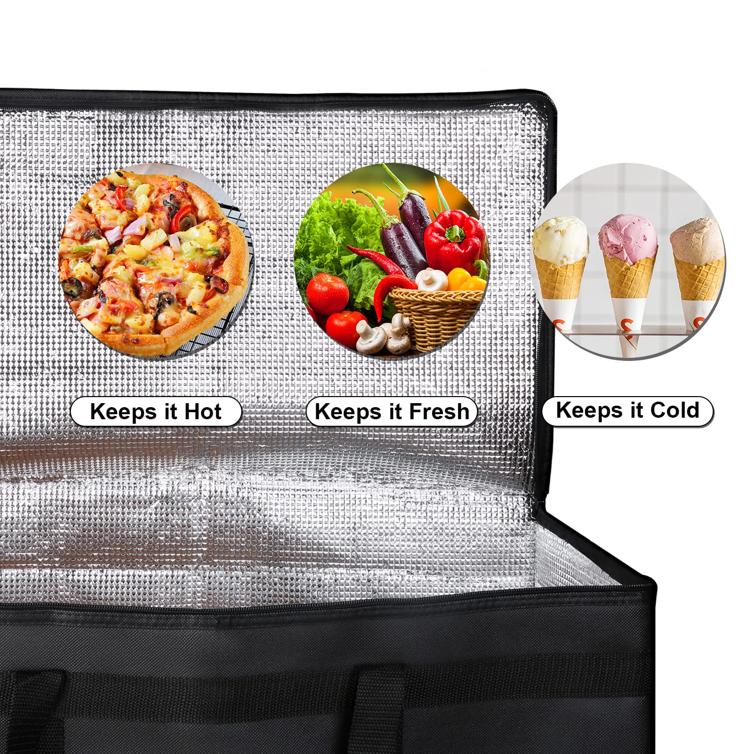 musbus catering bag for doordash 22x14x13 4 PACK XXXL Insulated Food Delivery Bag Cooler Bags Keep Food Warm Catering Therma Cooler Bags Therma Shopper hot Black 22w x 14 lx 13d hot boxes