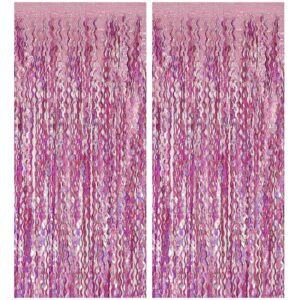 pink streamers fringe backdrop tinsel foil fringe curtains wavy backdrop for parties sparkle metallic wavy foil fringe backdrop curtain photo booth props for birthday wedding