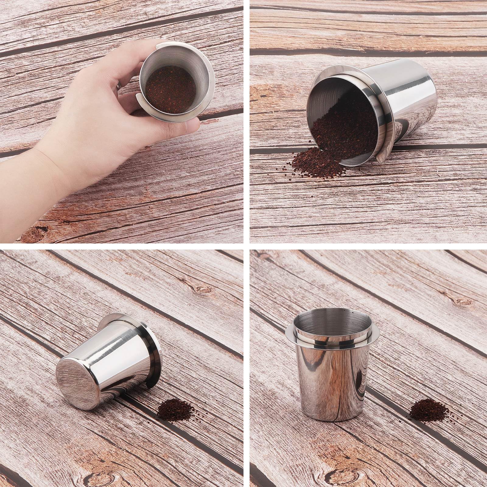 Coffee Dosing Cup 58mm, Stainless Steel Espresso Coffee Dosing Cup Espresso Coffee Machine Accessories, Coffee Powder Feeder Part Coffee Grinder Powder Cup Compatible with 58mm Portafilter