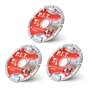 p.i.t. 4-1/2 inch segmented rim diamond blade,dry cutting applications in concrete, paver, masonry, terrazzo, stone,granite - 7/8 inch arbor angle grinder cut off wheel- diamond -115 mm (3 piece)