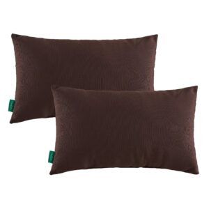 yoozeku indoor outdoor lumbar pillows,waterproof outdoor pillows set of 2 for patio furniture,12×20 inch,coffee