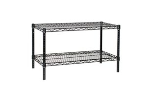 omega shelving storage | 2 tier starter shelving unit 18" deep x 30" wide x 14" high - 800 lb capacity per shelf, adjustable wire shelving, tool-free assembly |black shelving