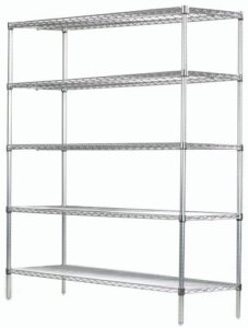 omega shelving storage | 5 tier starter shelving unit 12" deep x 24" wide x 74" high - 800 lb capacity per shelf, adjustable wire shelving, tool-free assembly |chrome shelving