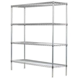 omega 4 tier shelving unit heavy duty nsf wire shelf metal large storage shelves adjustable, commercial grade steel utility layer shelf rack storage,18l x 36w x 54h inch chrome