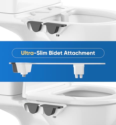 Ultra-Slim 3-in1 Bidet, Self-Cleaning, Posterior&Feminine Wash-(Retractable Dual Nozzles), Non-Electric Bidet Attachment for Toilet Seat, Adjustable Fresh Cold Water Pressure, Stainless Steel Inlet