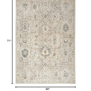 Nourison Oushak Home Traditional Cream 4'1" x 5'11" Area -Rug, Easy -Cleaning, Non Shedding, Bed Room, Living Room, Dining Room, Kitchen (4x6)