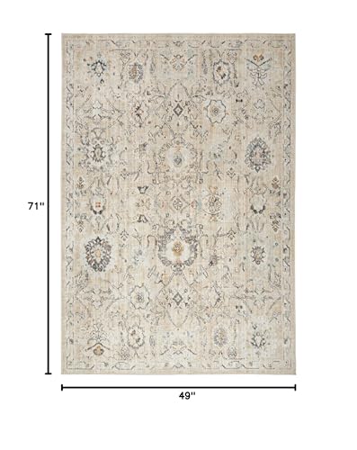 Nourison Oushak Home Traditional Cream 4'1" x 5'11" Area -Rug, Easy -Cleaning, Non Shedding, Bed Room, Living Room, Dining Room, Kitchen (4x6)