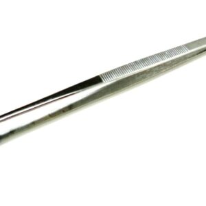 12 Inch Tweezer with PVC Rubber Tips Coated Straight Flat Tip Stainless Steel Forceps Steam Ultrasonic Cleaning Tweezer | Non-Marring | Good Grip | Jewelry | Hobby Crafts Industrial Electronic By JTS