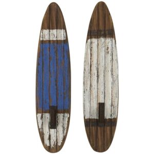 deco 79 wood surfboard wall hook, set of 2 6" w, 27" h, white