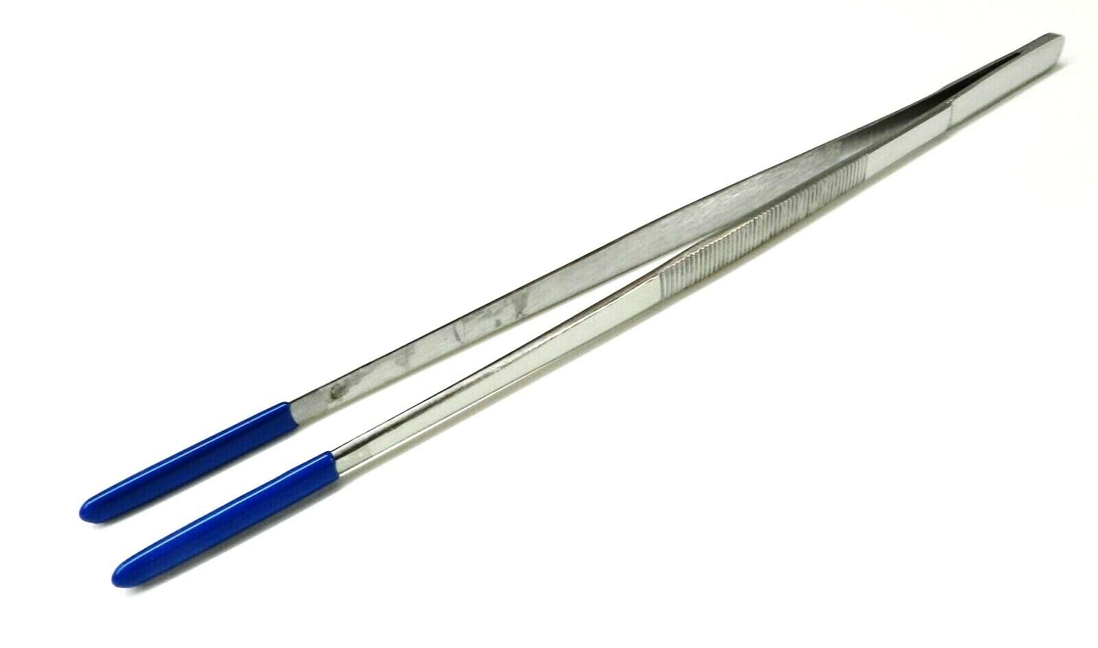 12 Inch Tweezer with PVC Rubber Tips Coated Straight Flat Tip Stainless Steel Forceps Steam Ultrasonic Cleaning Tweezer | Non-Marring | Good Grip | Jewelry | Hobby Crafts Industrial Electronic By JTS