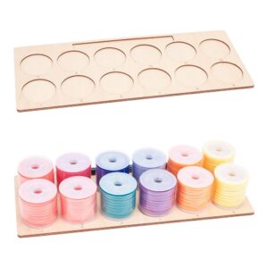 benecreat 2pcs slots wood embroidery thread storage trays 12 positions wooden thread spools rack thread holder organizer for embroidery quilting and sewing threads, 12.6x5"